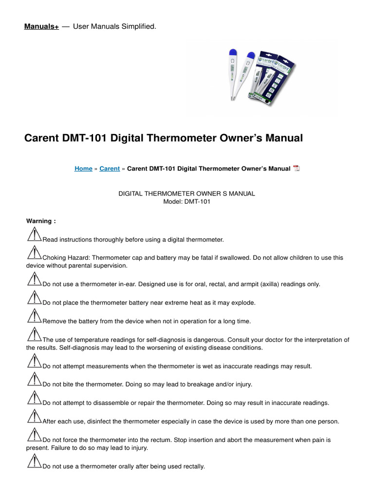 DMT 101 Digital Thermometer Manual | PDF
