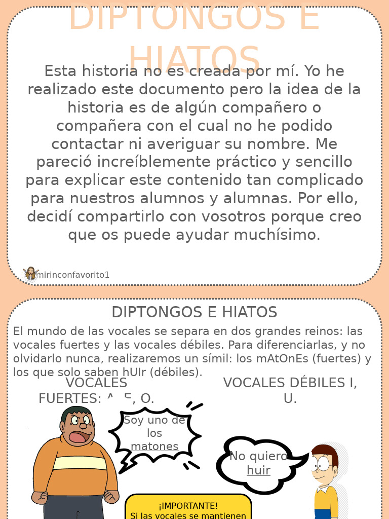 Cuento Diptongos e Hiatos | PDF