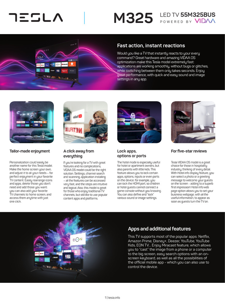 Tesla TV 55M325BUS - ENG | PDF