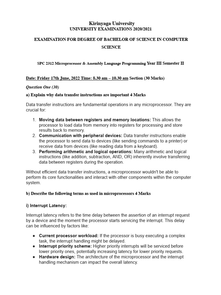 Computer Science Exam Guide | PDF | Central Processing Unit | Assembly ...