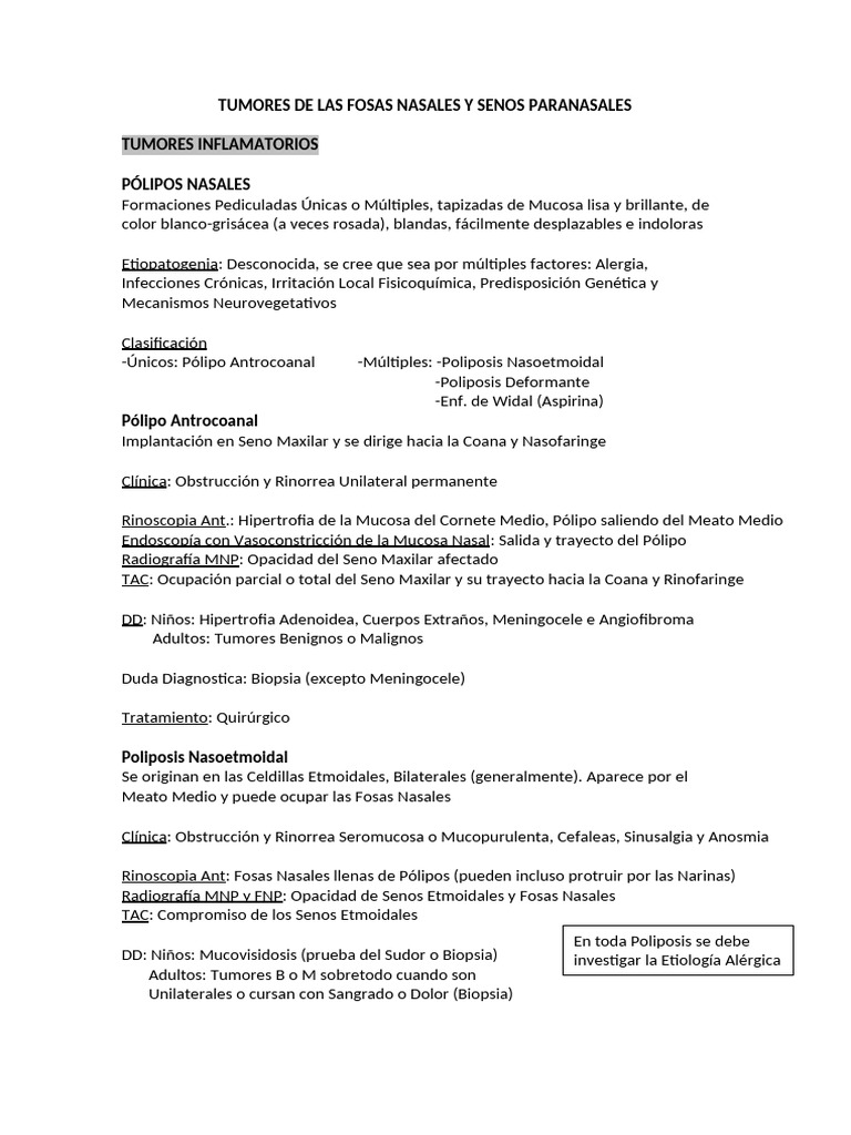 08 - Tumores Fosas Nasales y Senos Paranasales | PDF