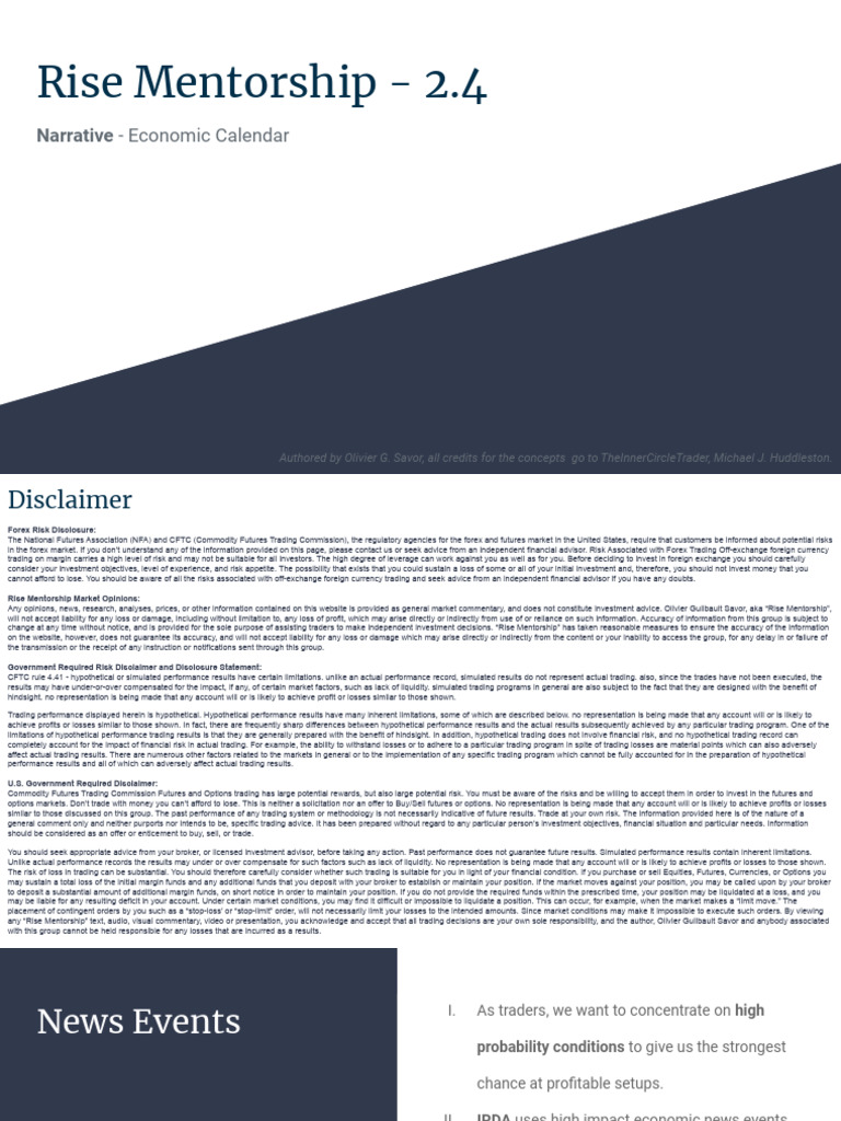 Rise Mentorship 2.4 - Economic Calendar | PDF