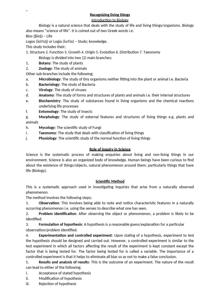 Biology Note 1 | PDF