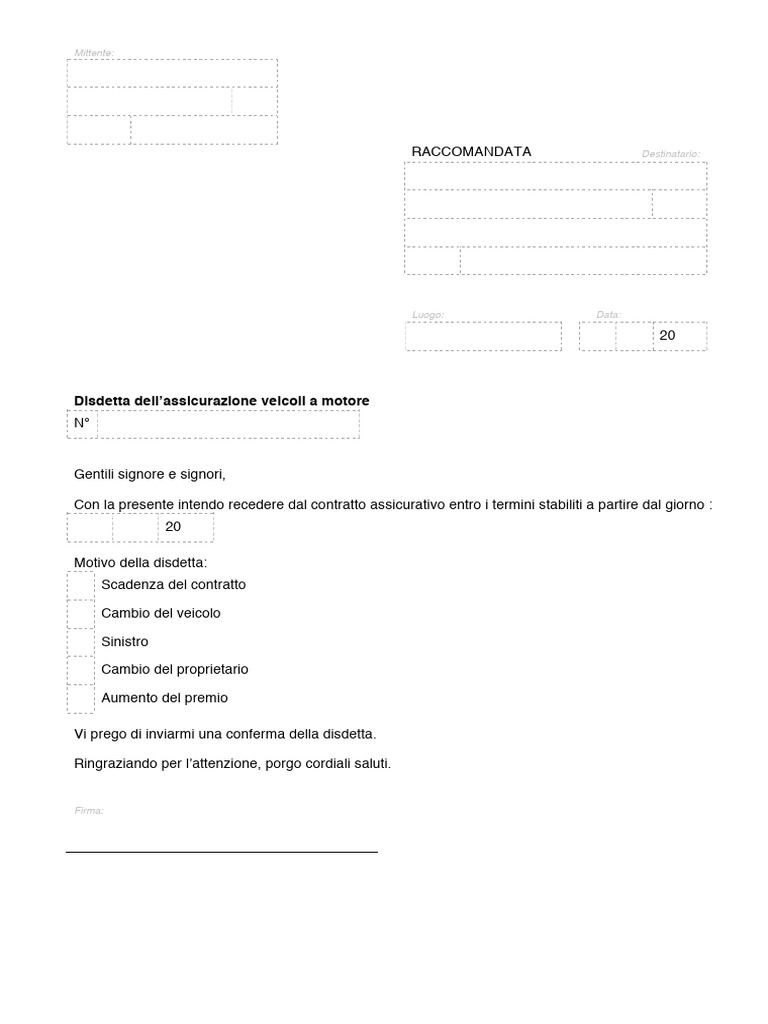 Modulo Disdetta | PDF