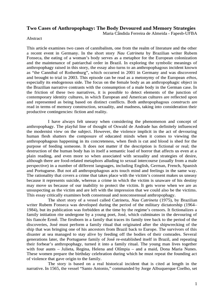 Cannibalism in Literature and Reality | PDF | Brazil | Social Science