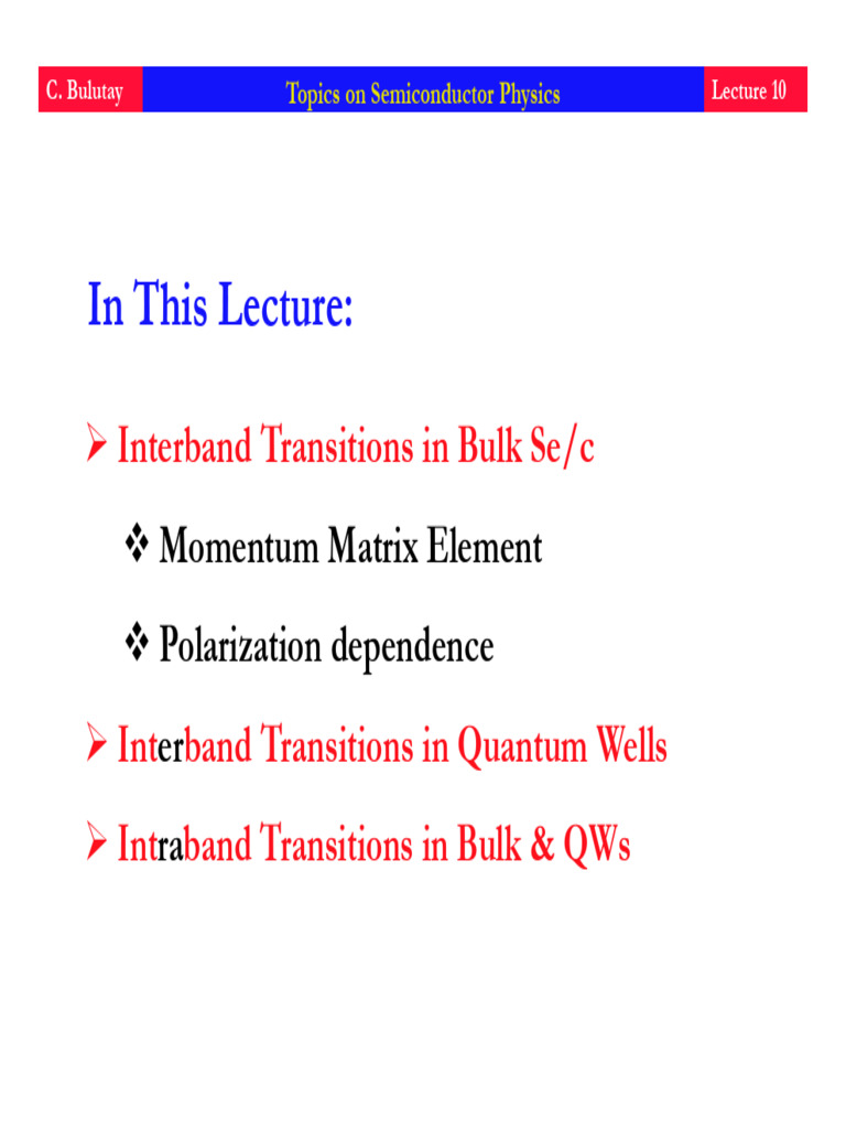 Momentum Matrix Element Average Bulk-Ders - 10-Optical Transition | PDF
