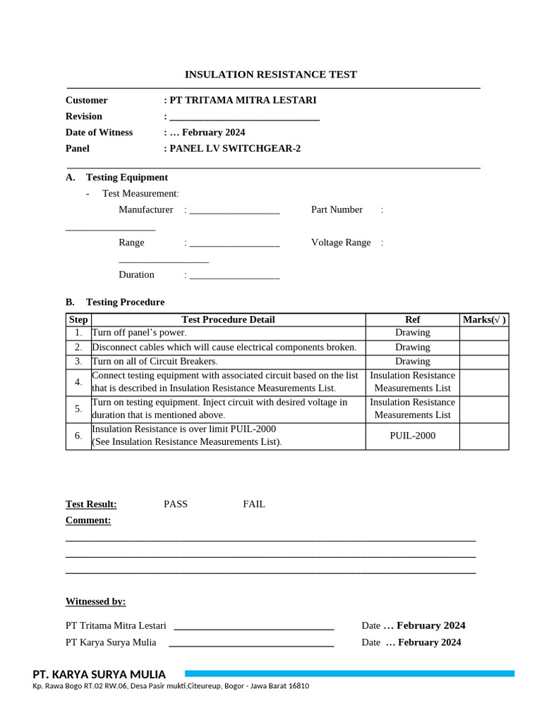 007 - Insulation Resistance Test | PDF