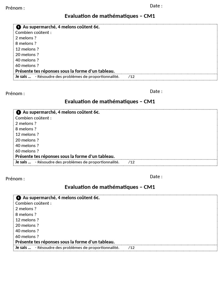 Maths CM1 08 - Proportionnalité | PDF