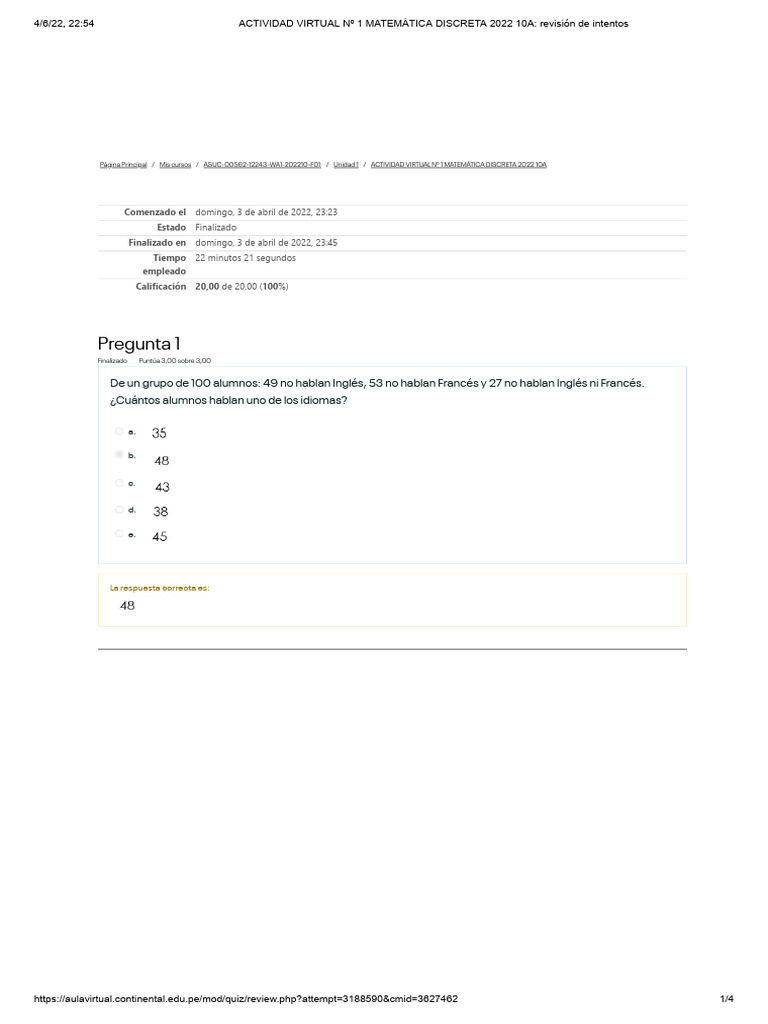 Actividad Virtual N 1 Matem Tica Discreta PDF | PDF | Lógica | Matemáticas