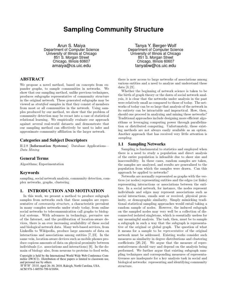 Sampling Community Structure | PDF | Graph Theory | Vertex (Graph Theory)