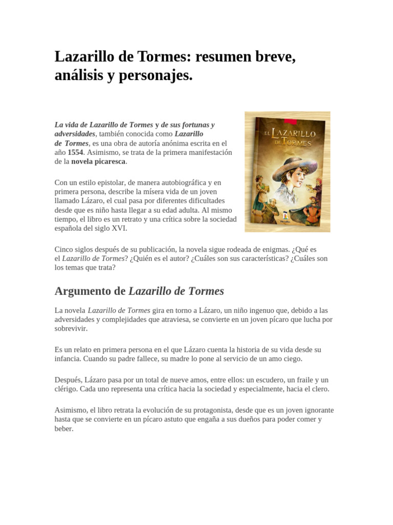Lazarillo Del Tormes | PDF