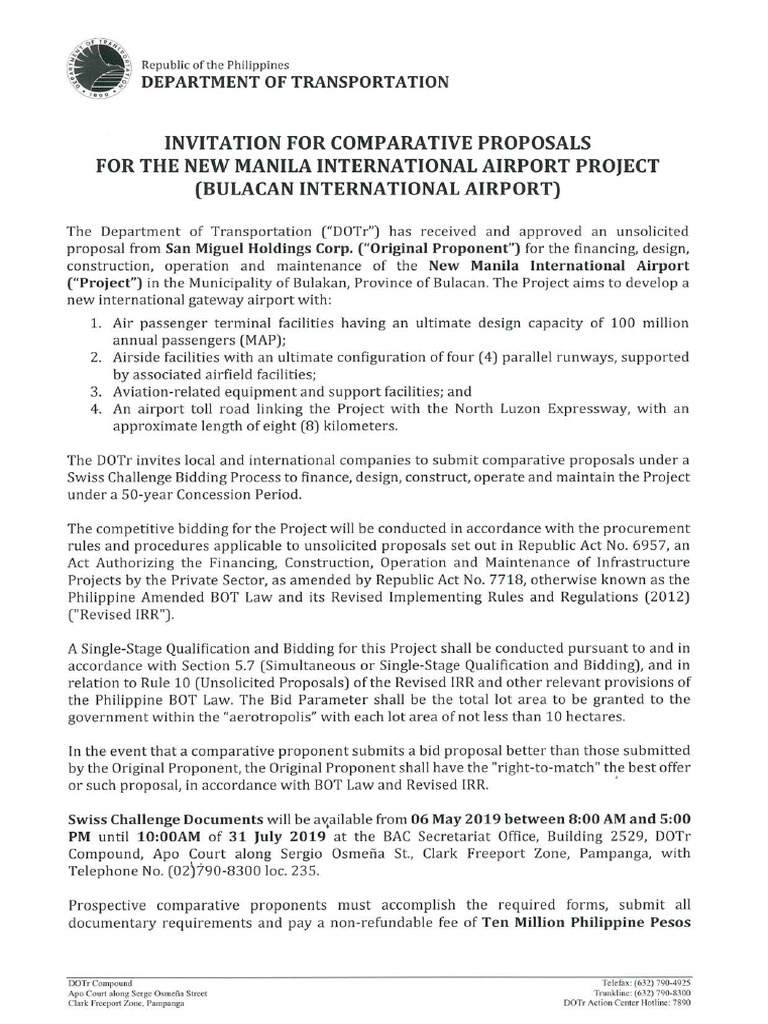 PPP - PROJ - Revised Inv Comparative Prop BulacanAirport | PDF
