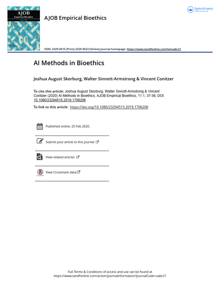 AI Methods in Bioethics | PDF
