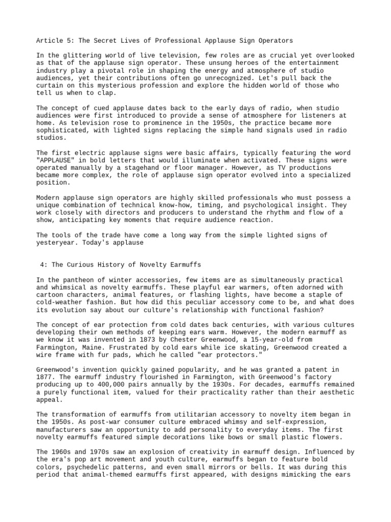 Article 5 The Secret Lives of Professional Applause Sign Operators | PDF