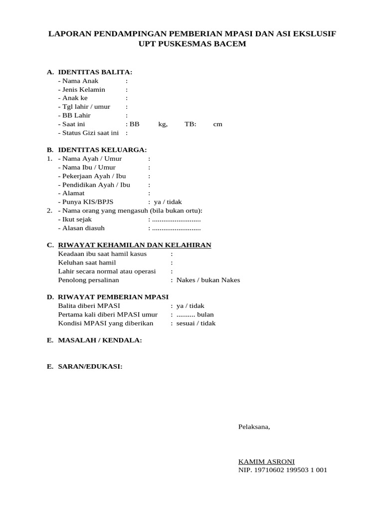 Blanko Kunj Pendampingn Mpasi & Asi Eks | PDF