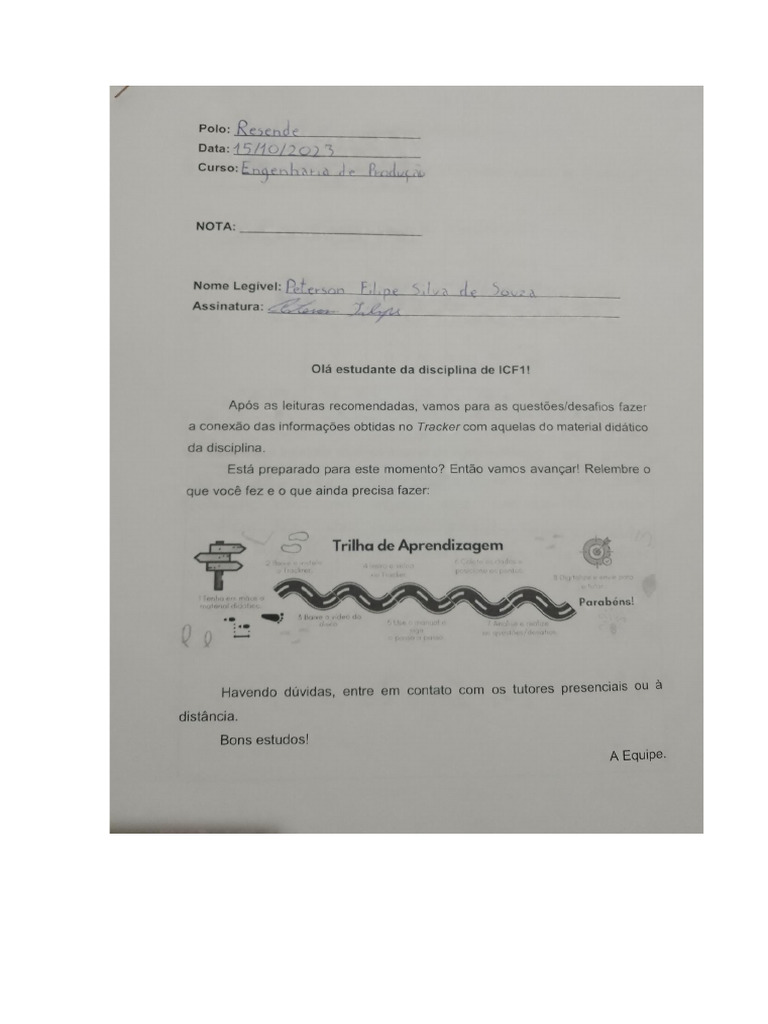 AD2 Prática de ICF1 - Peterson Filipe Silva de Souza - Polo Resende | PDF