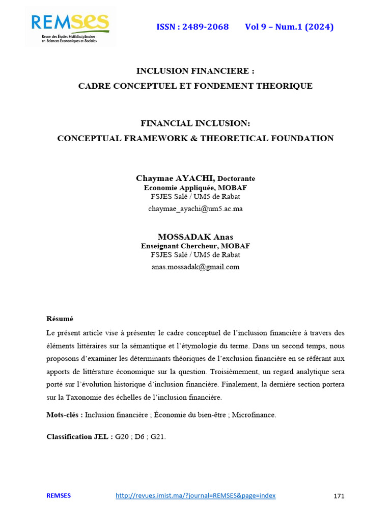193 +ayachi +12% +inclusion+financiere+cadre+conceptuel+et+fondement ...