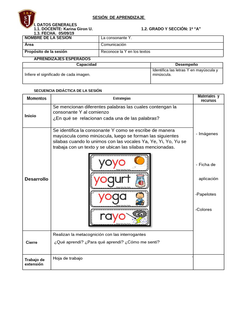 Sesión de Aprendizaje | PDF