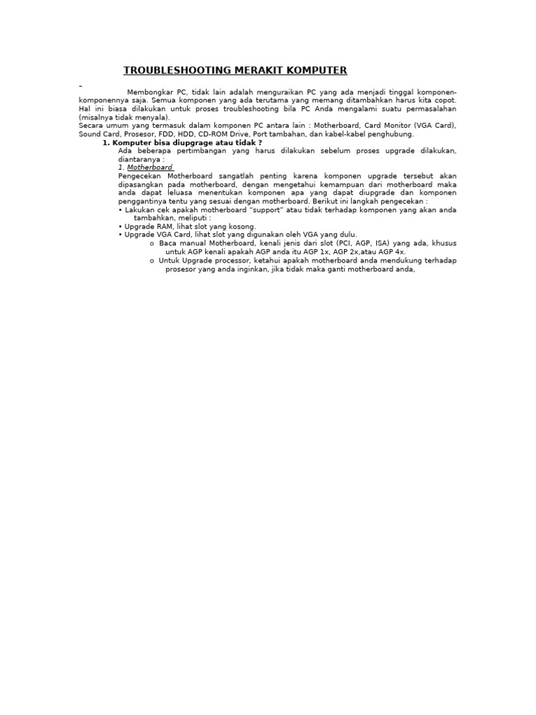 Troubleshooting Merakit Komputer | PDF | Komputer