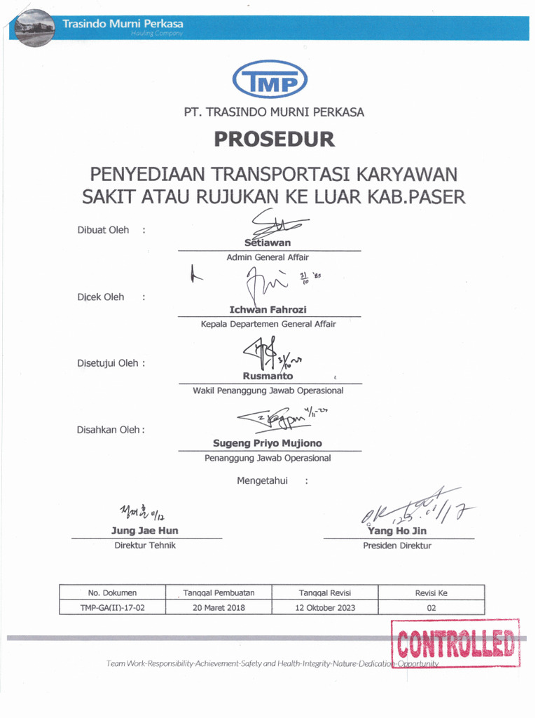 Prosedur - Penyedia Transportasi Karyawan Sakit Atau Rujukan Keluar Kab. Paser | PDF
