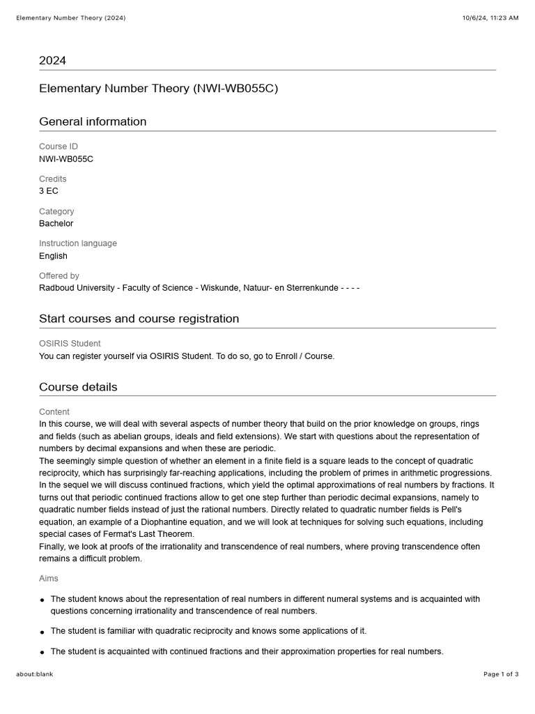 Elementary Number Theory (2024) | PDF