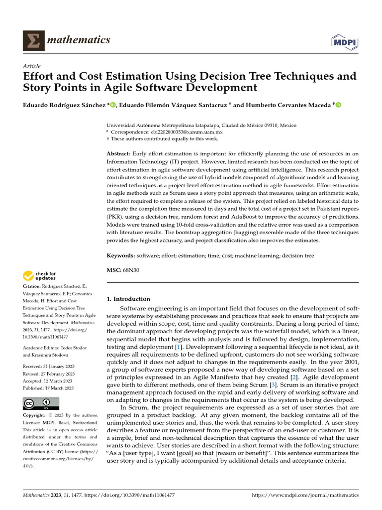 Effort and Cost Estimation Using Decision Tree Tec-1 | PDF