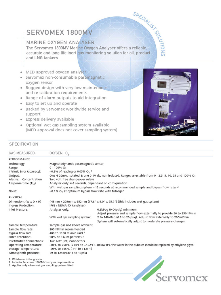 Servomex 1800mv Oxigeno Marine | PDF | Gases