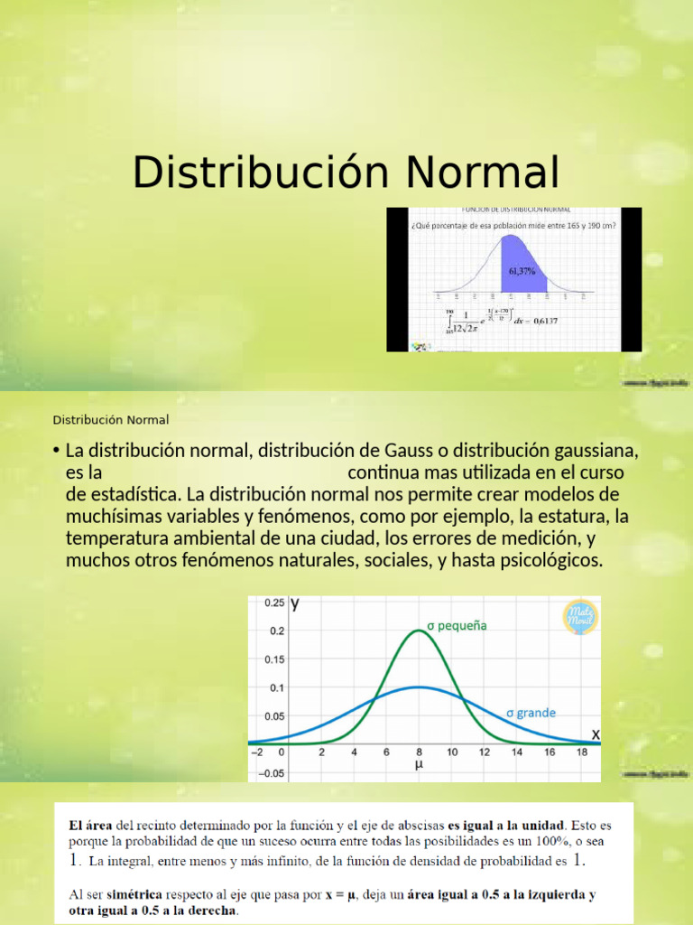 Distribución Normal | PDF | Distribución normal | Métodos y materiales ...