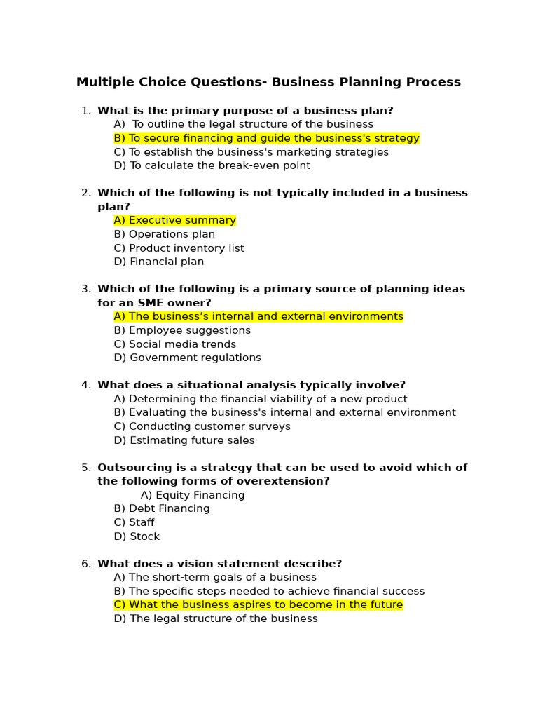 Worksheet Business Planning | PDF