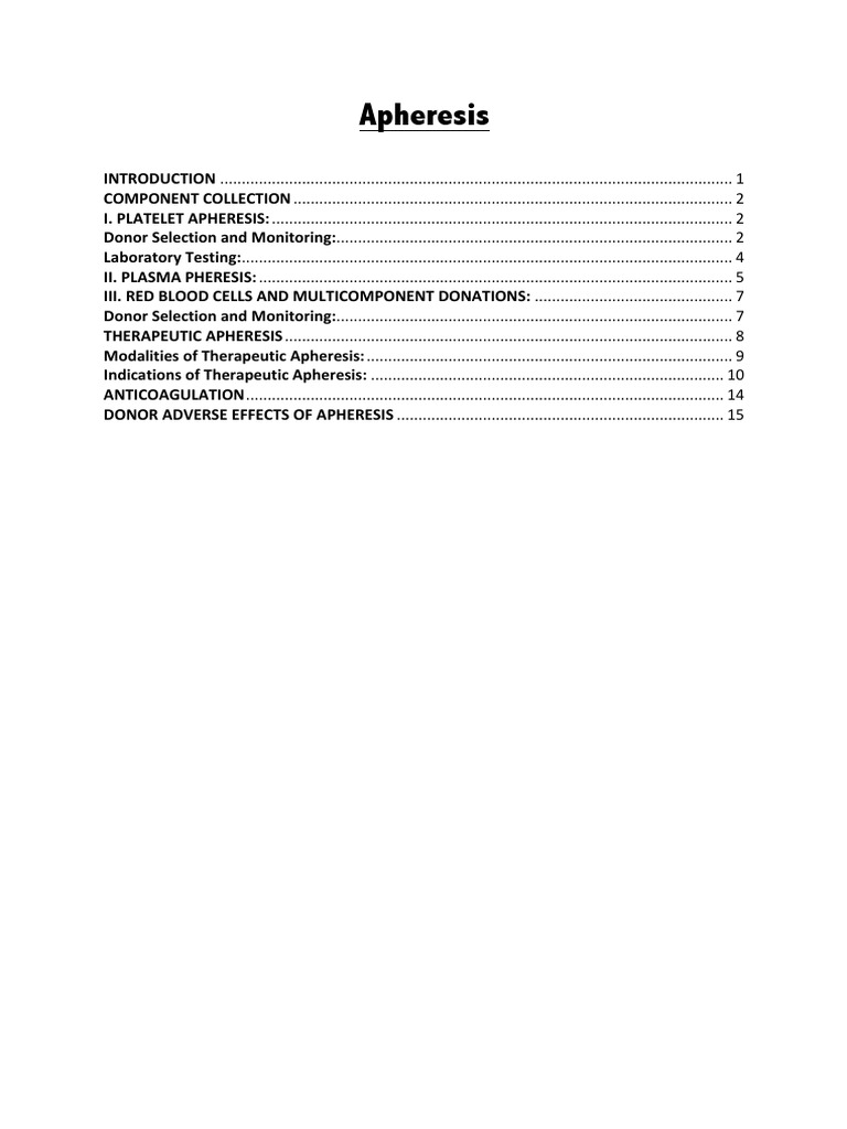 Apheresis | PDF