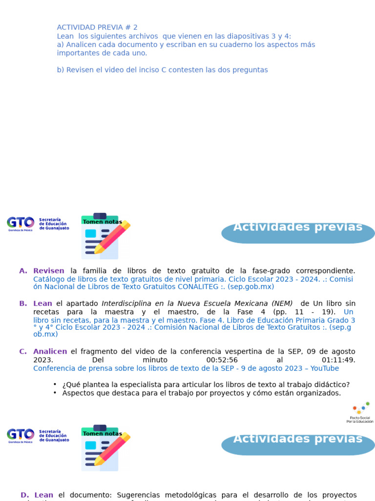Actividades Previas 2° Sesión Cte | PDF
