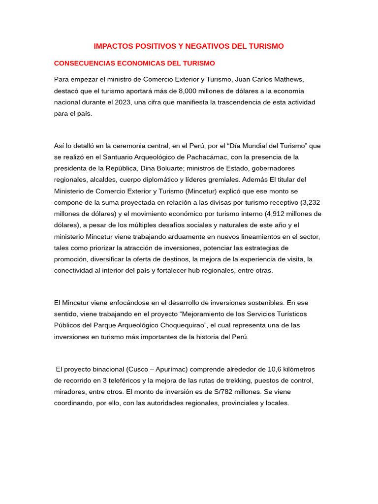 El Turismo Y Su Impacto Economico Pdf