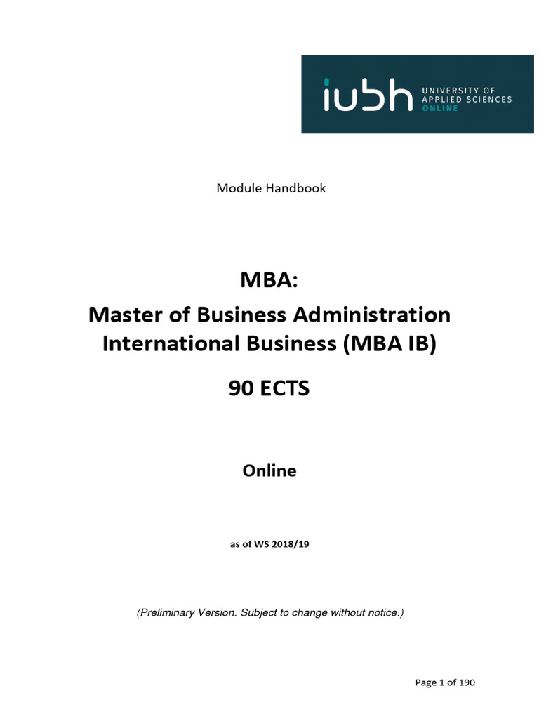 Modules Outline MBA | PDF