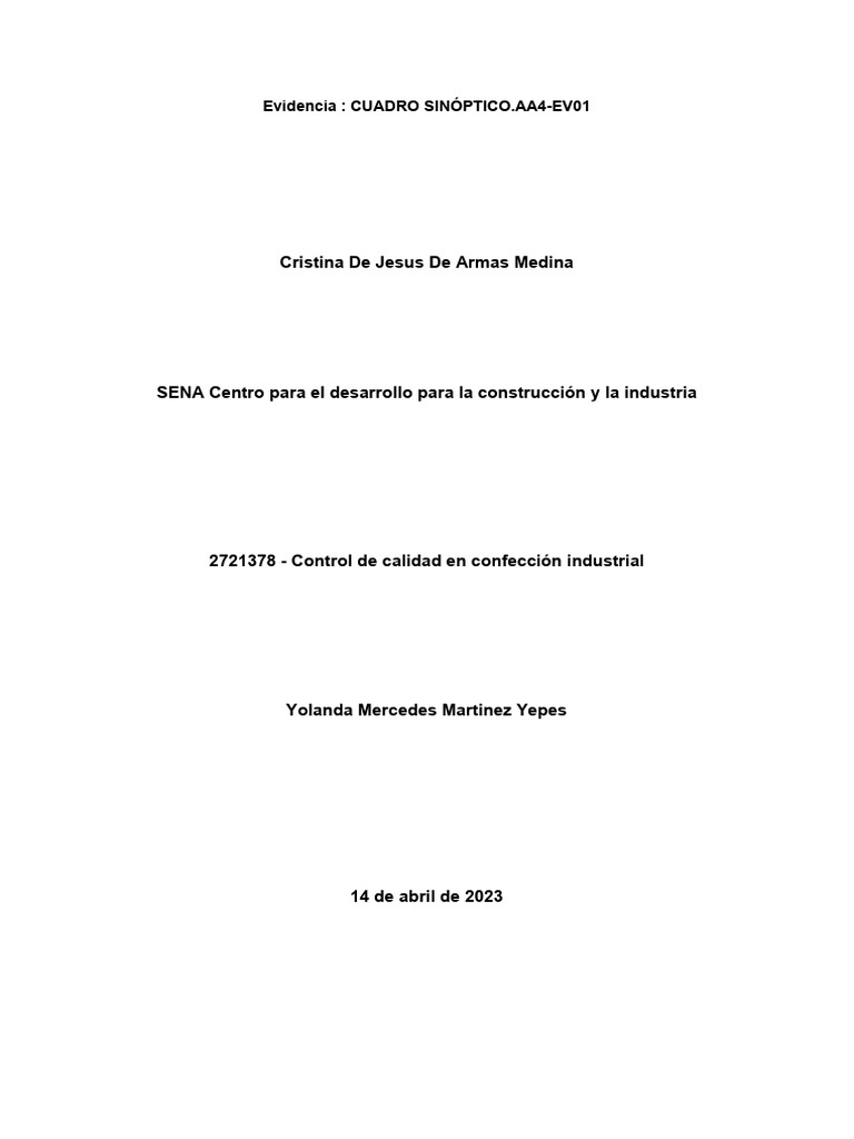 Cuadro Sinóptico. AA4-EV0 | PDF
