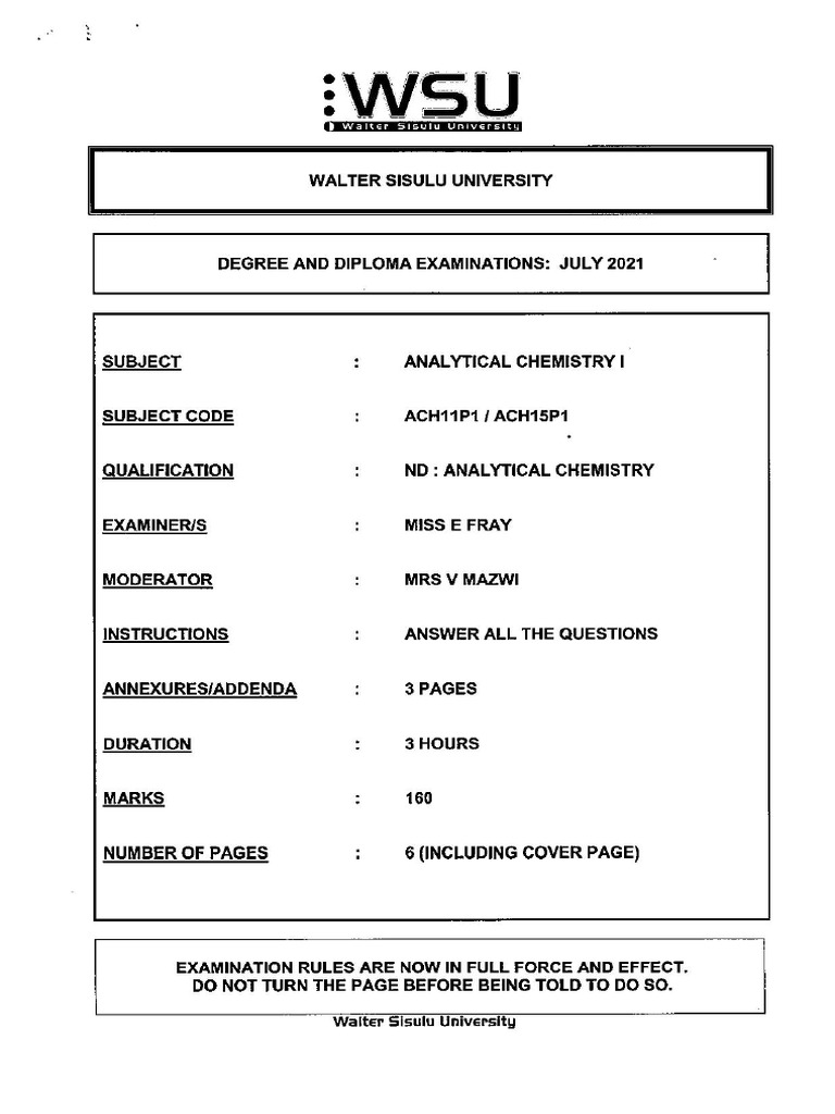ACH15P1 Exam 2021 | PDF