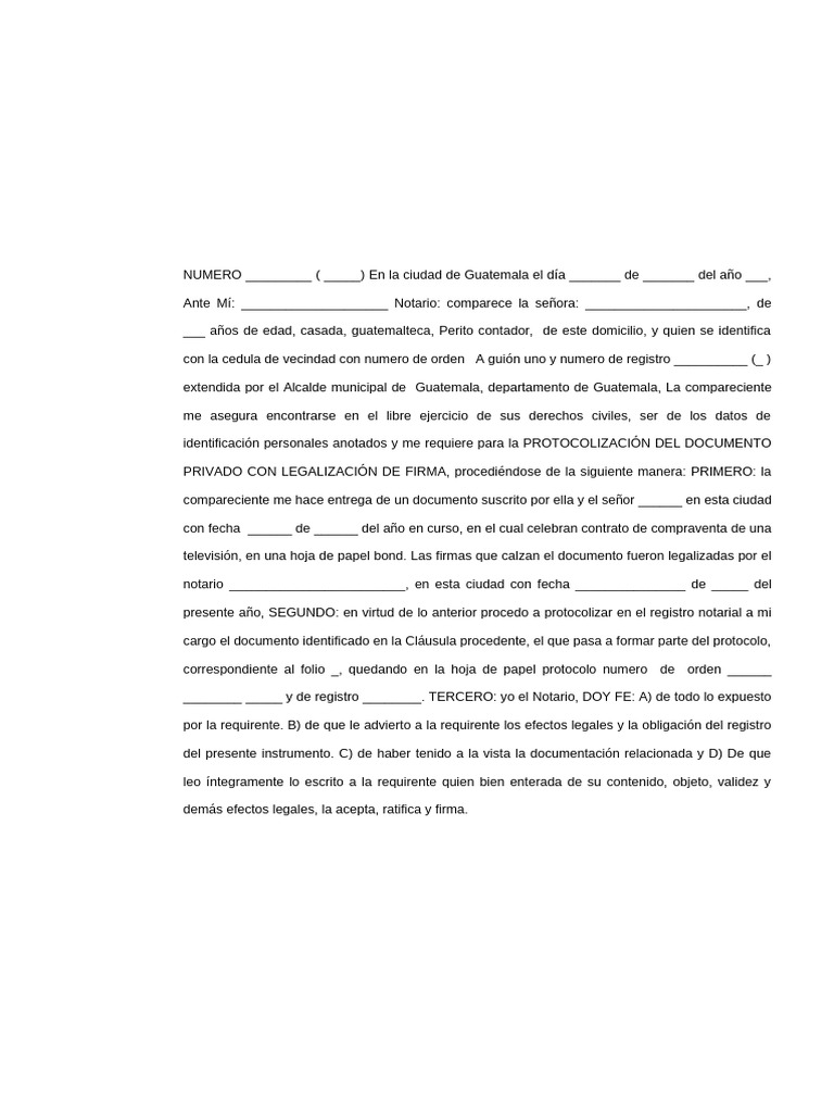 Acta-De-Protocolizacion, de Documento Privado de Legalizacion de Firma | PDF | Derecho