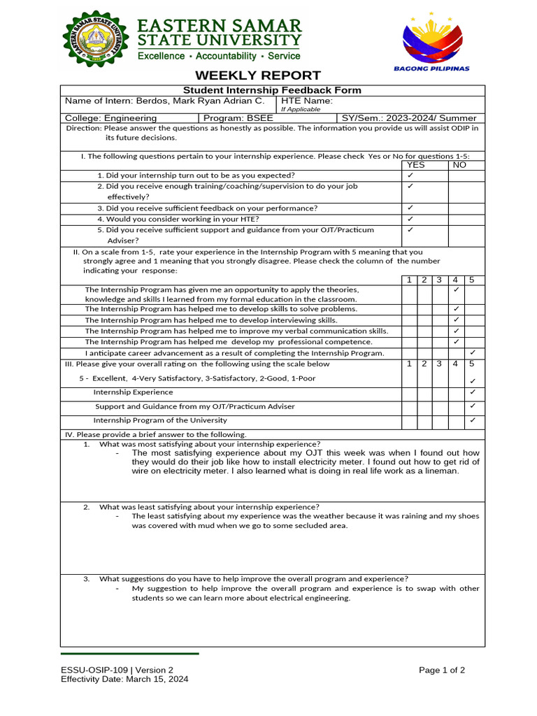 Berdos Weekly Report | PDF