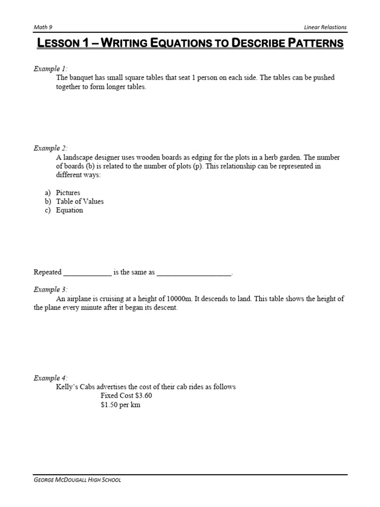 Unit 7 Lesson 1 Handout | PDF