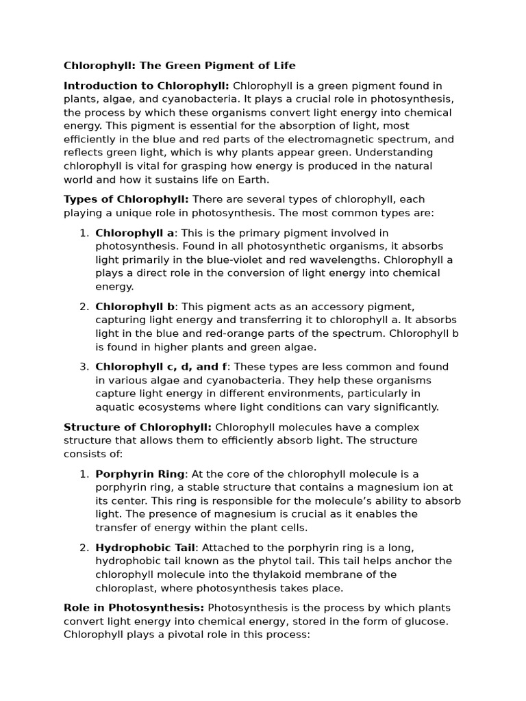 Chlorophyll | PDF