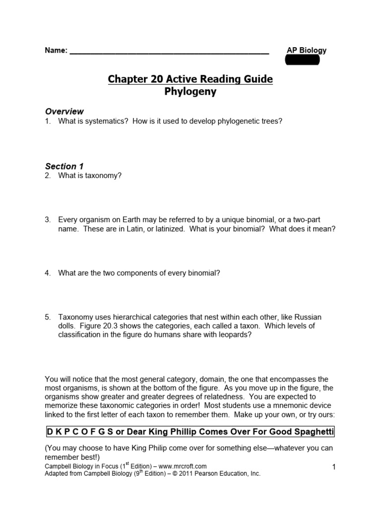 Chapter 20 Active Reading Guide | PDF