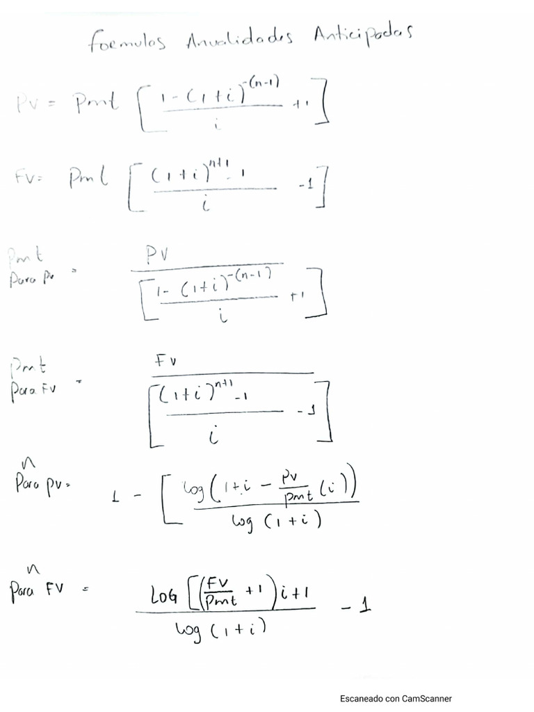 Formulas Anualidades Anticipadas | PDF
