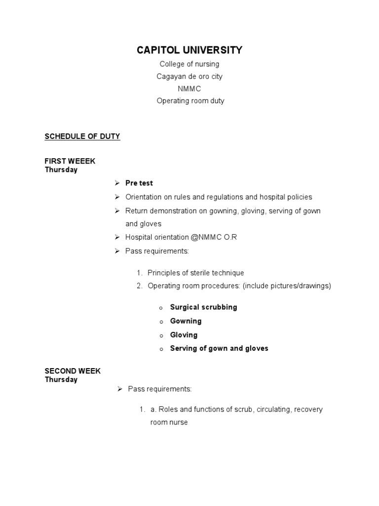 Operating Room Duty Schedule Overview | PDF | Science & Mathematics