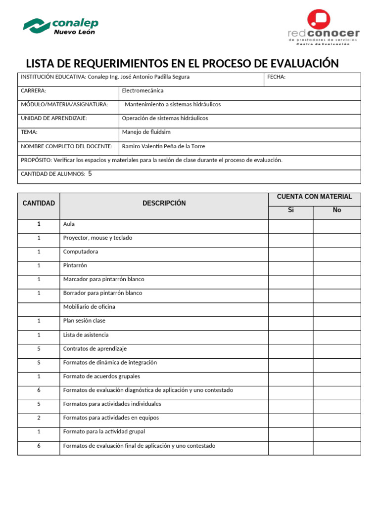 Lista de Requerimientos (Proceso Ec0647) Ramiro V Peña | PDF ...