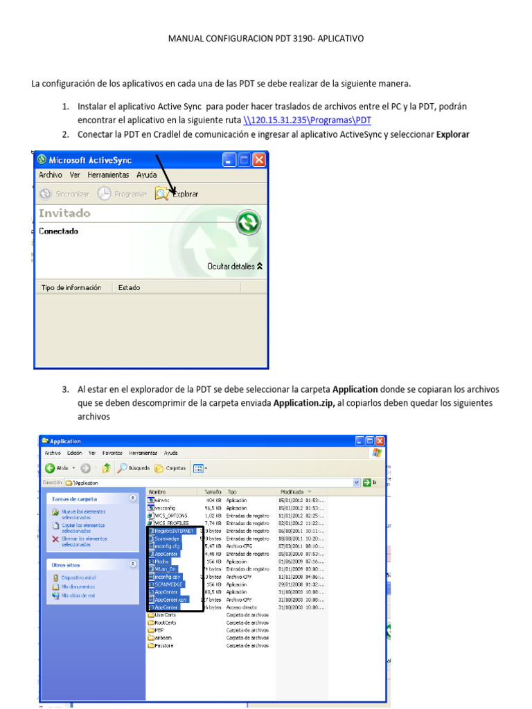 MANUAL CONFIGURACION PDT 3190 - Aplicativo | PDF