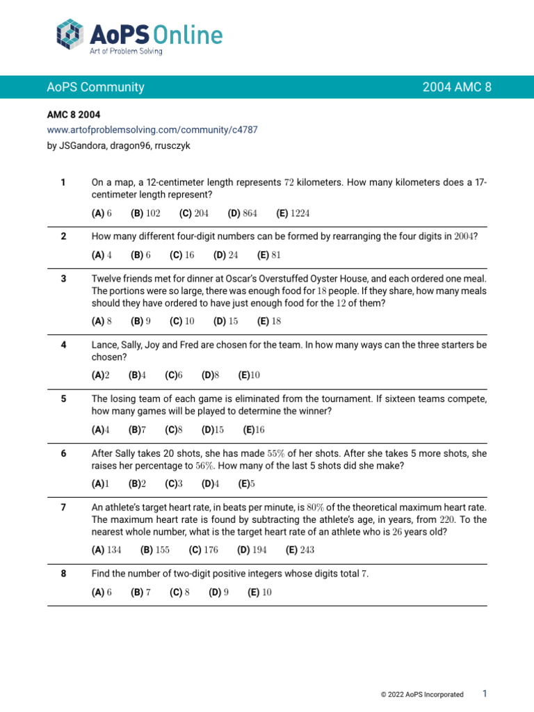 Amc 8-2004 | PDF | Area | Elementary Geometry