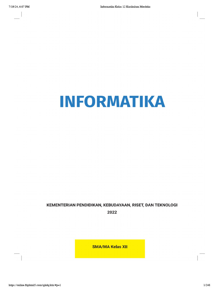 Informatika Kelas 12 Kurikulum Merdeka | PDF