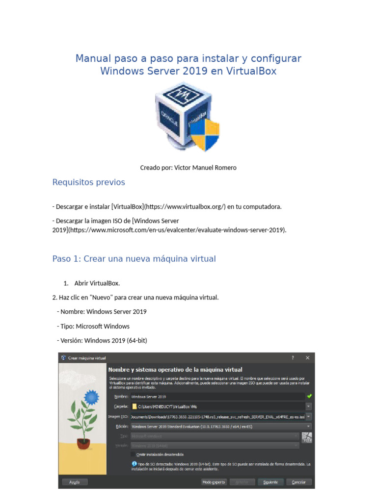 Manual Paso A Paso para Instalar y Configurar Windows Server 2019 en VirtualBox-1 | PDF