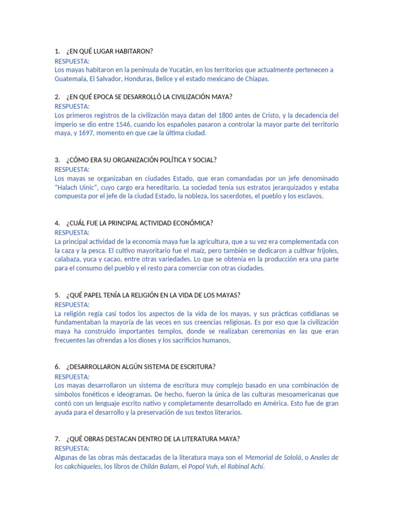 Preguntas Mayas | PDF