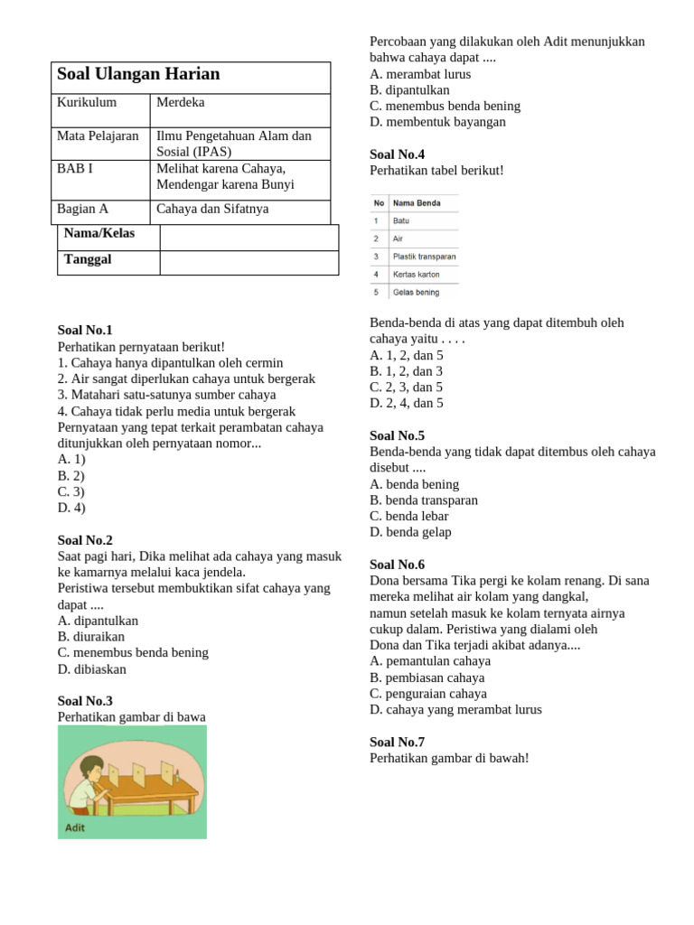 Soal Ulangan Harian | PDF