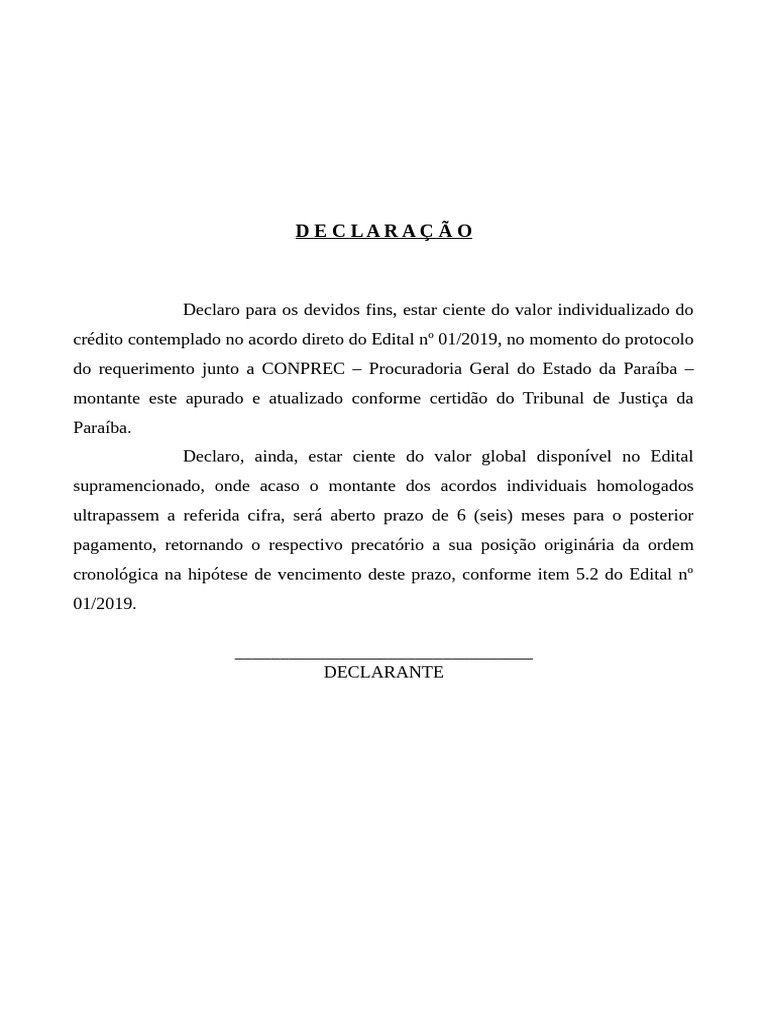 Modelo Declaracao | PDF